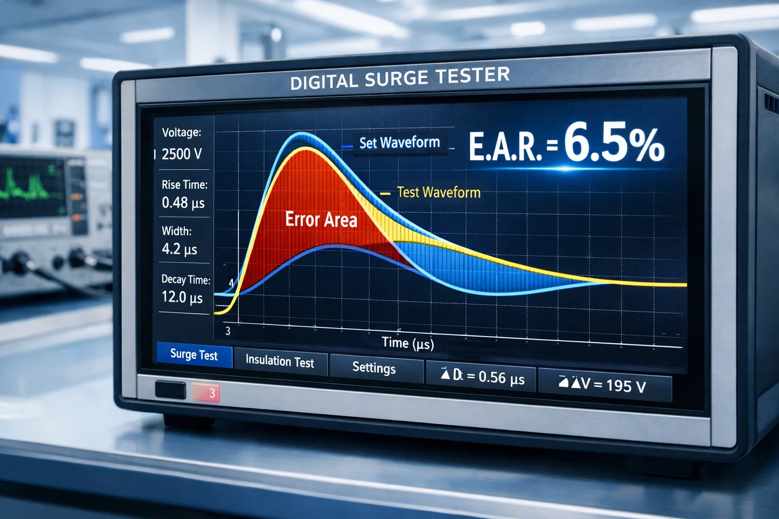 What is Error Area Ratio (EAR) in Surge Testing?